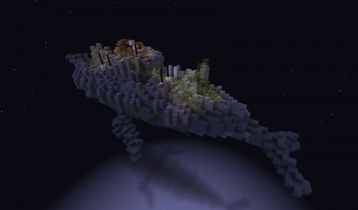 flying whale with abandoned fortress (small) Minecraft Map