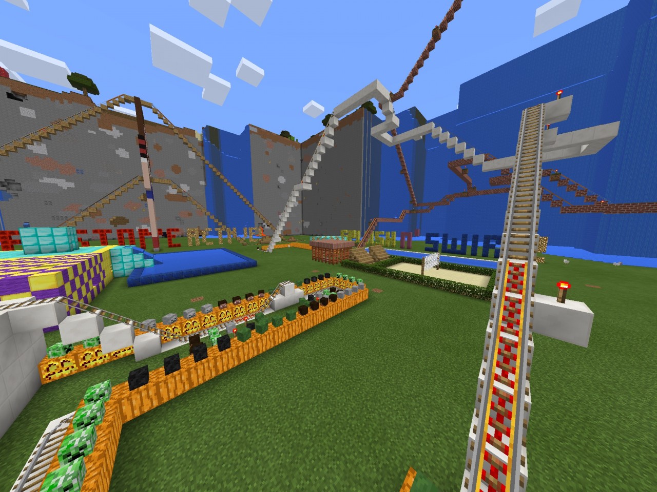 The Heads roller coaster thrill ride! Minecraft Map