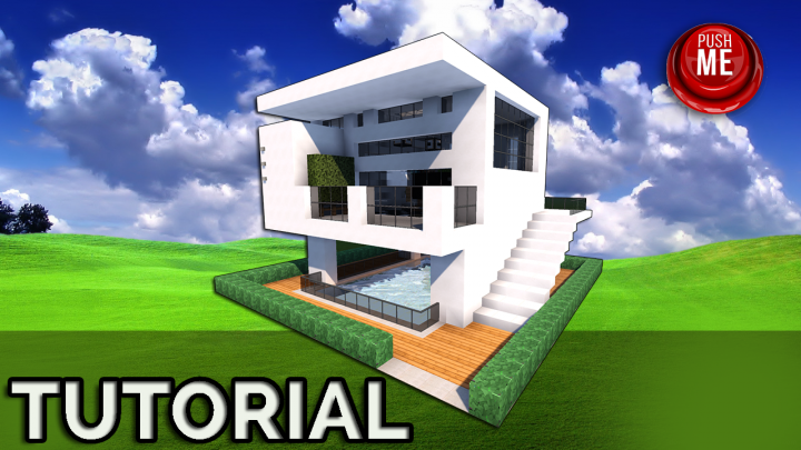 Minecraft Tutorial: Beautiful Modern House - With Pool ( Quartz ...