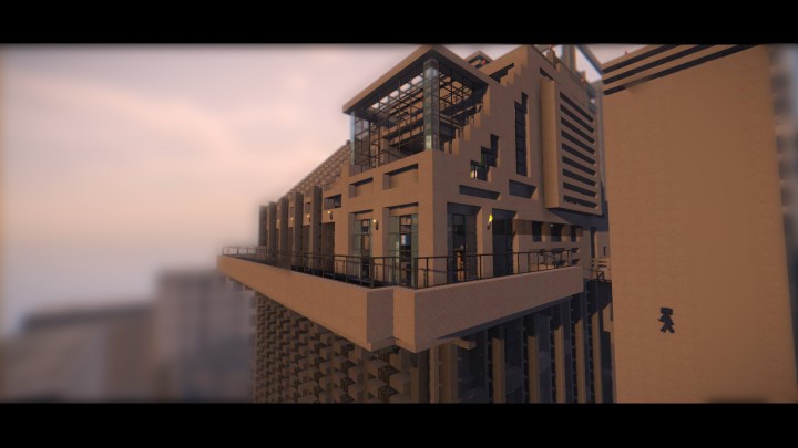 Realistic City Skyscraper Penthouse Flat [Brutalism][Furnished] Minecraft Map