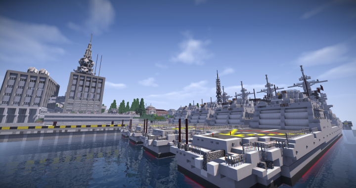 Fictitious naval base and shipyard Minecraft Map