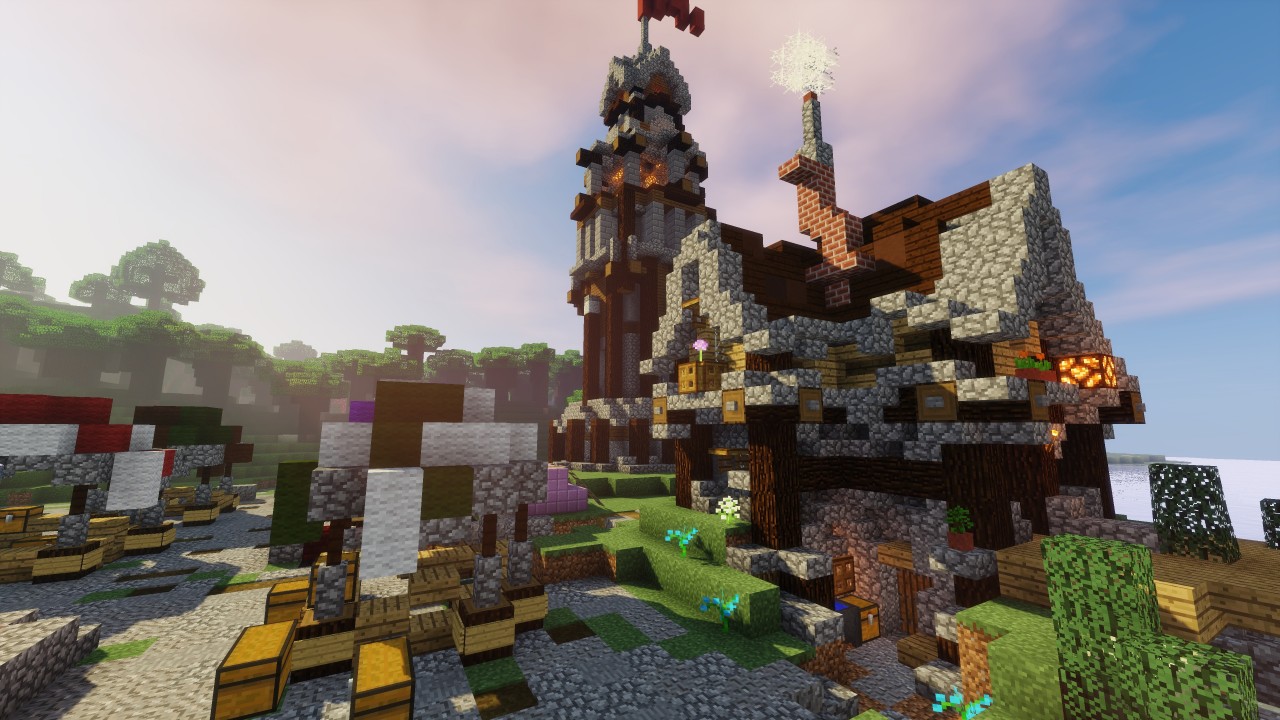 [Rustic|Medieval] City around a Castle with docks + [World Download ...