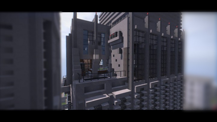 Realistic City Skyscraper Penthouse Flat [Brutalism][Furnished] Minecraft Map
