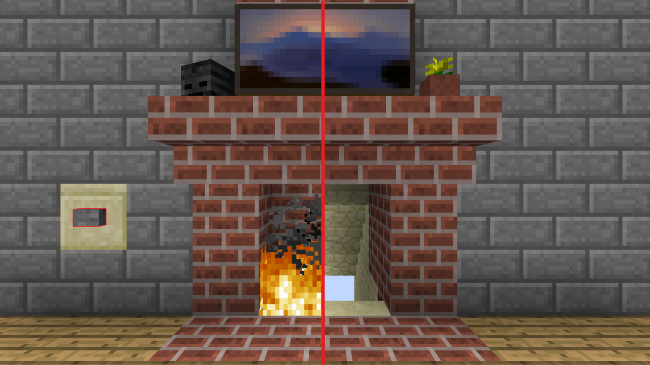 Secret Compact Automatic Fireplace with Entrance Minecraft Map