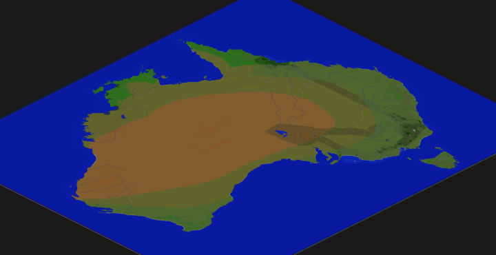 Australia in Minecraft scaled 1:240 Minecraft Map