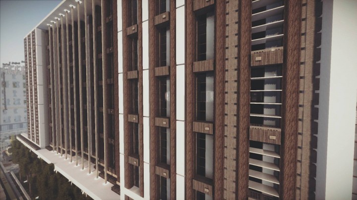 Modern City Mixed-Use Building And Construction Site Minecraft Map