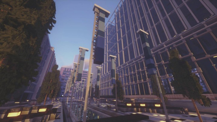 Realistic Modern City Plaza + Lots Of Buildings Minecraft Map