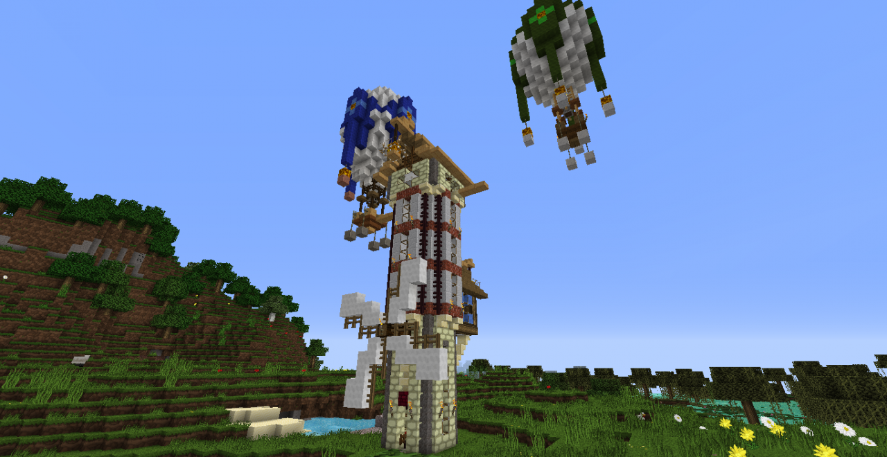 Hot-Air Balloons with Tower Minecraft Map