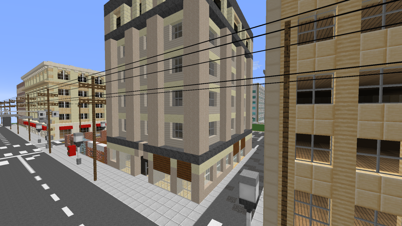 Harkenburg City - 1950's Commercial Building Apartments Minecraft Map
