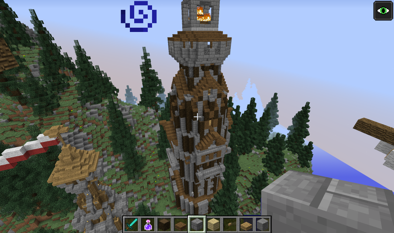 Tower with Beacon on a hill Minecraft Map