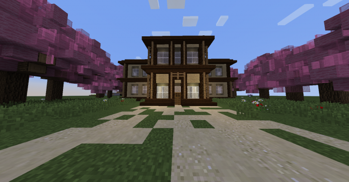 Basic House & Sakura Trees Minecraft Map