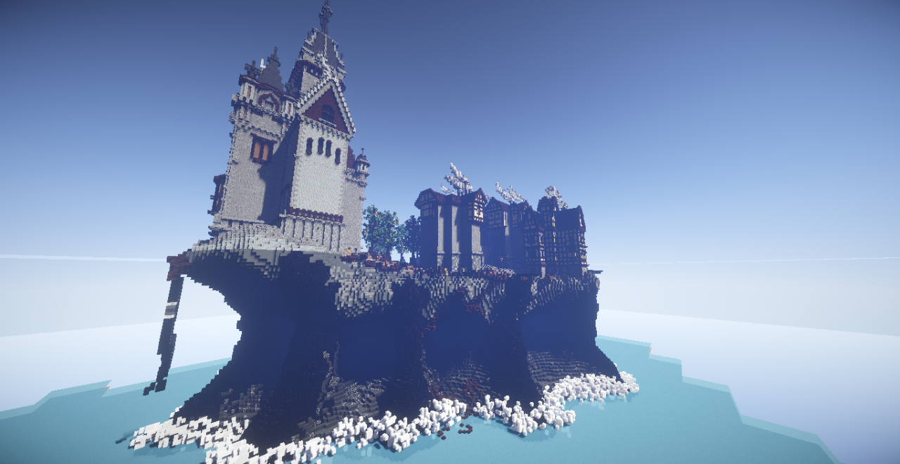 An island with a fortified town. Minecraft Map