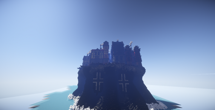 An island with a fortified town. Minecraft Map