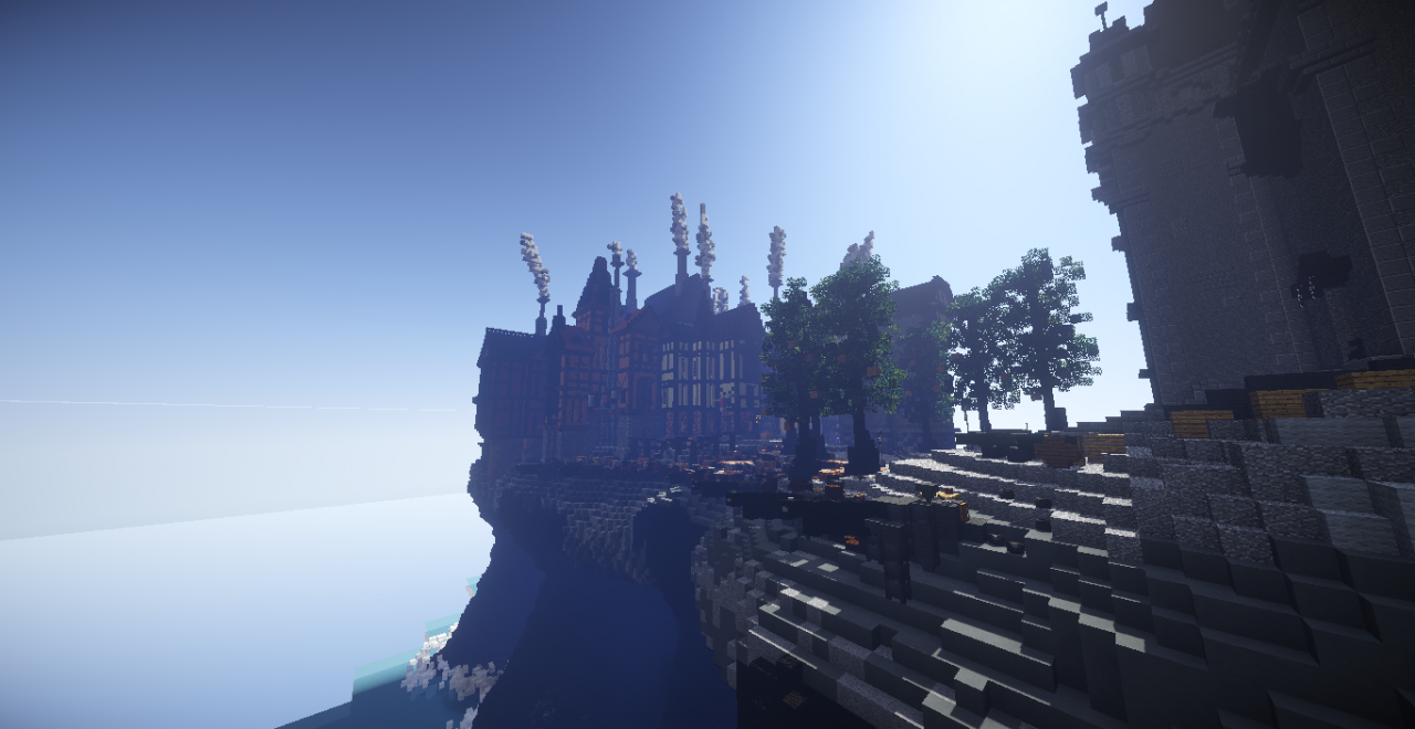 An island with a fortified town. Minecraft Map