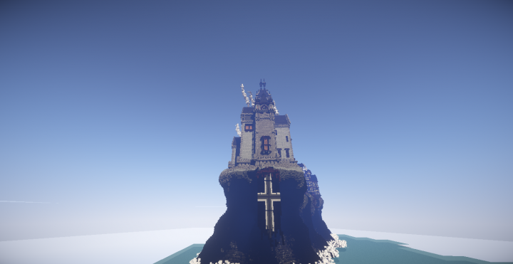 An island with a fortified town. Minecraft Map