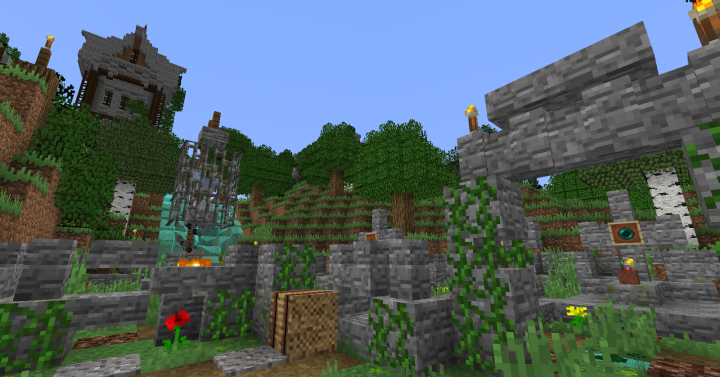 survival build/ Town hall/village/cemetery/bridge Minecraft Map