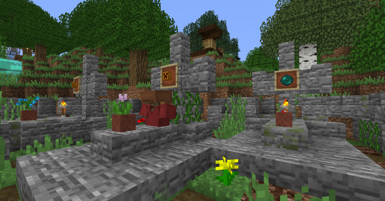 survival build/ Town hall/village/cemetery/bridge Minecraft Map