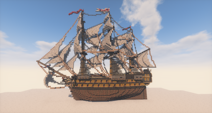 ~Desdruktiva's British Armada~ Seven 1:1 fully detailed ships Minecraft Map