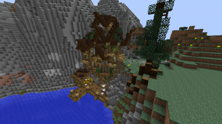 MINECRAFT | MEDIEVAL CLIFF HOUSE (with big interior!) Minecraft Map