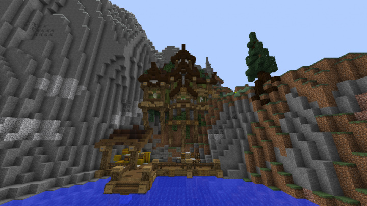 MINECRAFT | MEDIEVAL CLIFF HOUSE (with big interior!) Minecraft Map