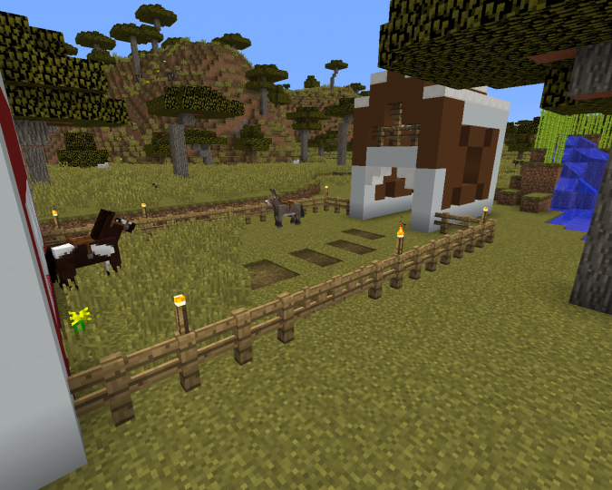 Acacia mountain hills House+Barn Minecraft Map