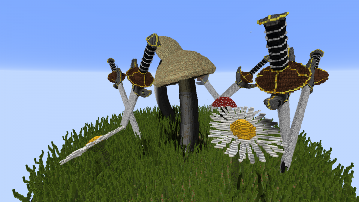 Giant mushrooms surrounded by swords Minecraft Map