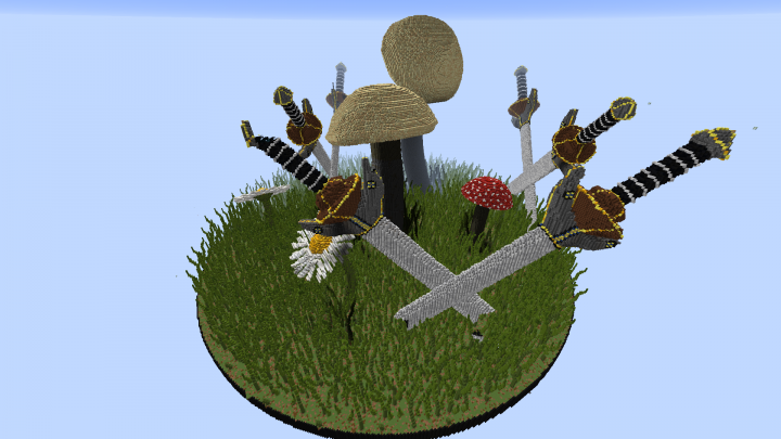 Giant mushrooms surrounded by swords Minecraft Map