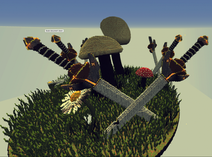 Giant mushrooms surrounded by swords Minecraft Map