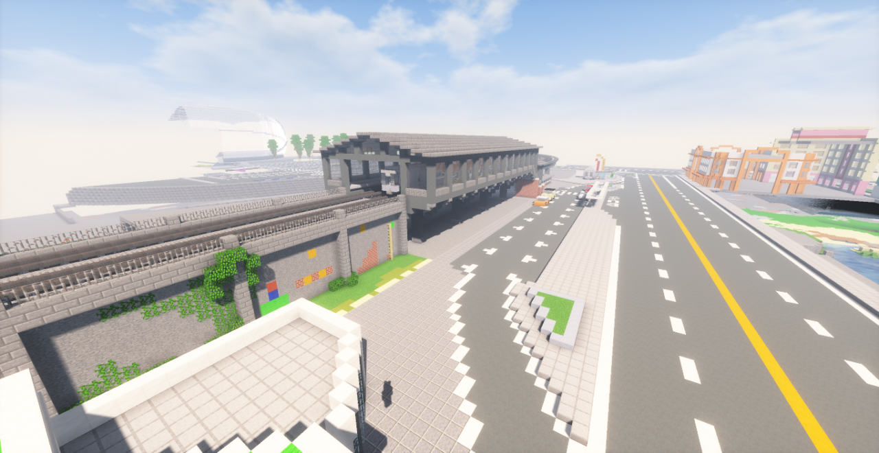 elevated metro station inspired by "Baumwall"station in Hamburg ...