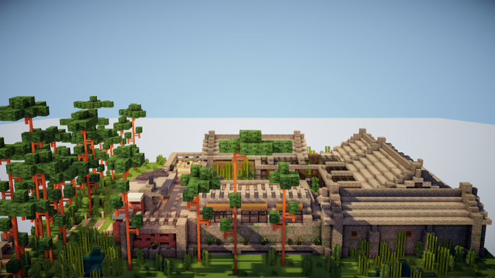 Chinese Traditional Modern Villa on the Great Wall Minecraft Map