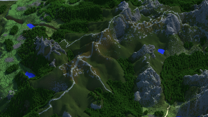 Beautiful Mountains + paths Minecraft Map