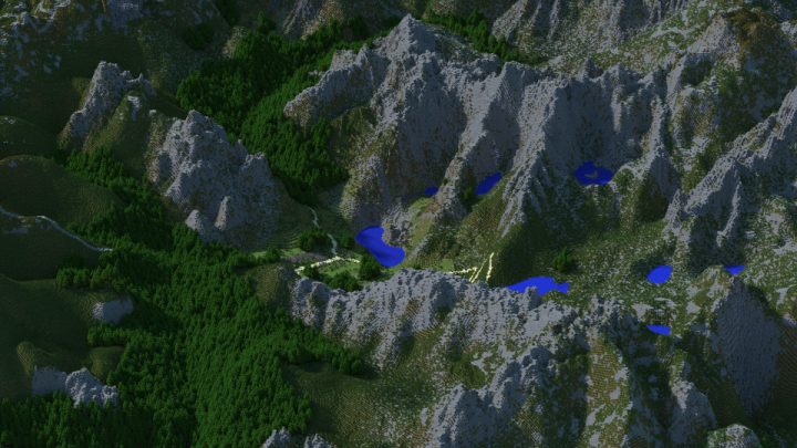 Beautiful Mountains + paths Minecraft Map