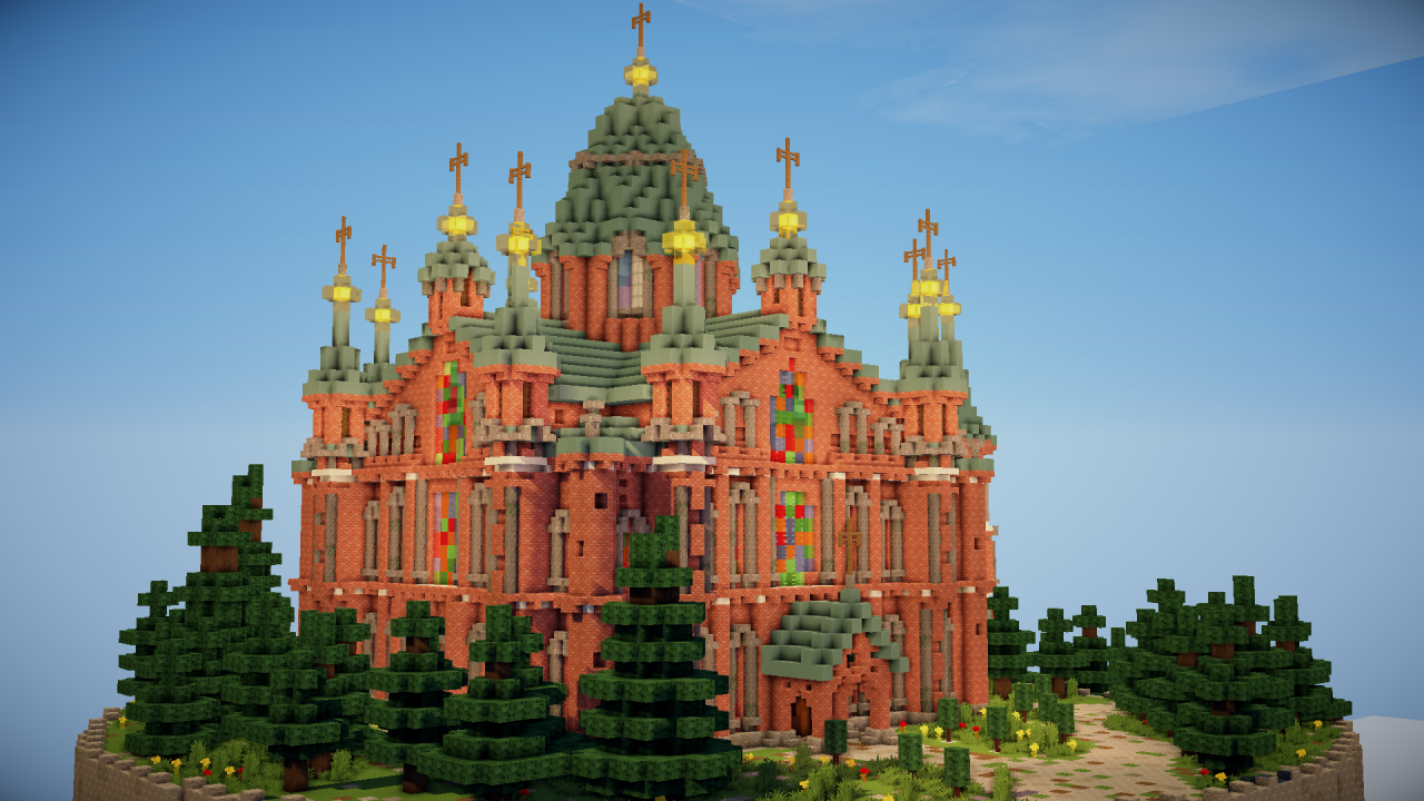 Scandinavian brick Cathedral Minecraft Map