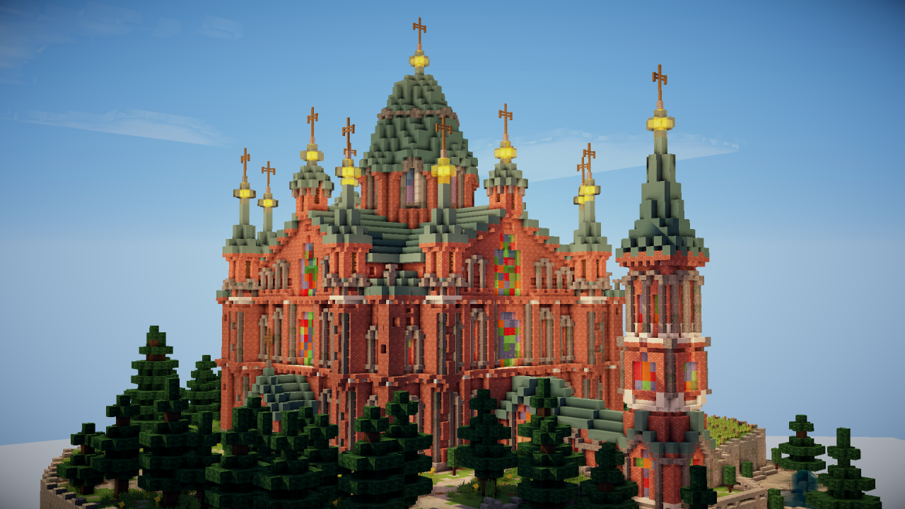 Scandinavian brick Cathedral Minecraft Map
