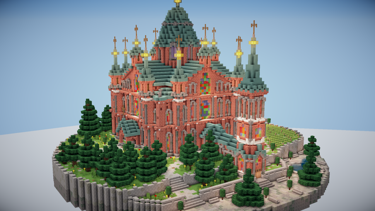 Scandinavian brick Cathedral Minecraft Map