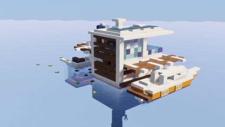 Floating Modern House + Boats Minecraft Map