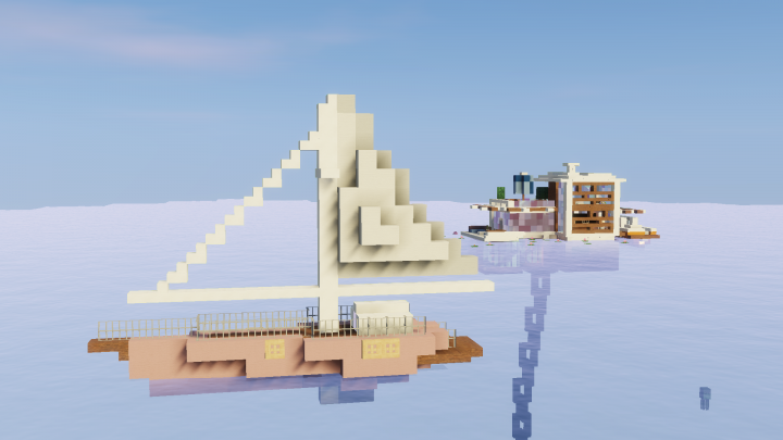 Floating Modern House + Boats Minecraft Map