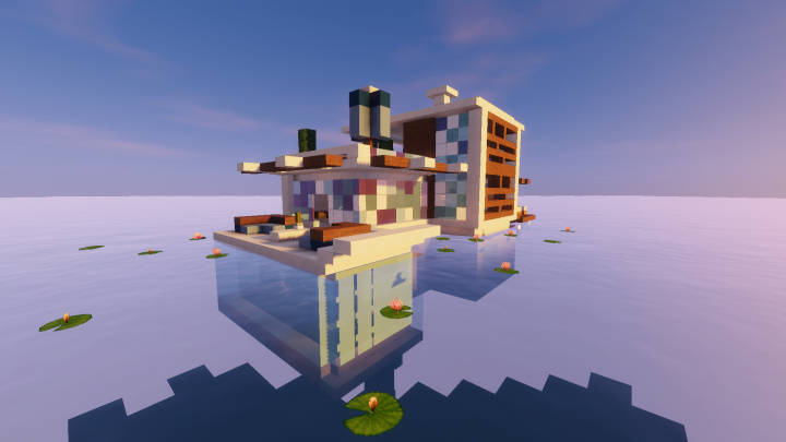 Floating Modern House + Boats Minecraft Map