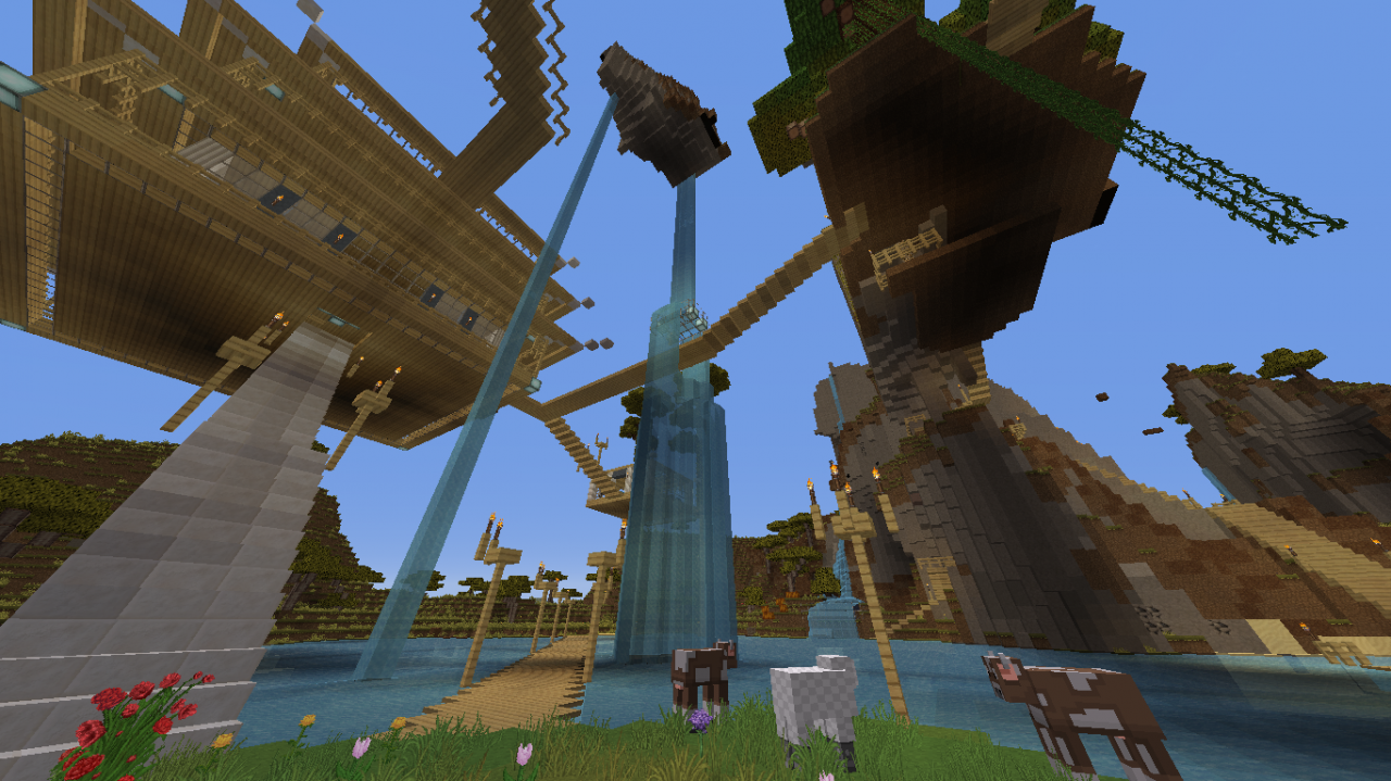 Floating House (6 Desert Temple & 9 Village Coordinates) Minecraft Map