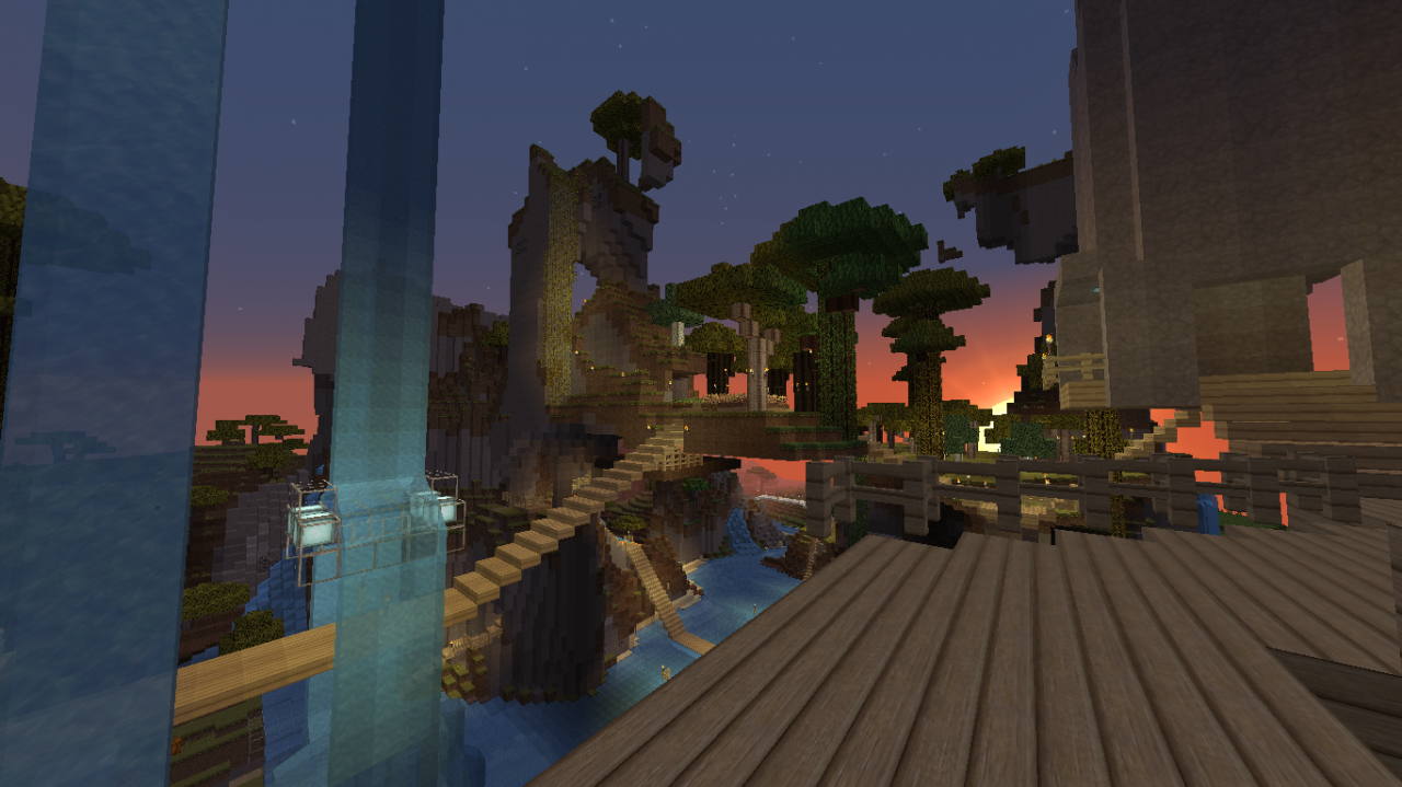 Floating House (6 Desert Temple & 9 Village Coordinates) Minecraft Map