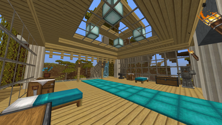 Floating House (6 Desert Temple & 9 Village Coordinates) Minecraft Map