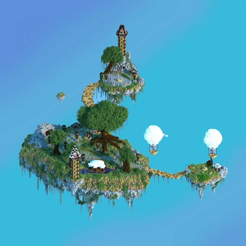 Skyblock Spawn w/ Market Stalls Minecraft Map