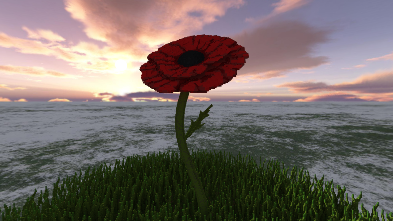 Building a Poppy for Remembrance day Minecraft Map