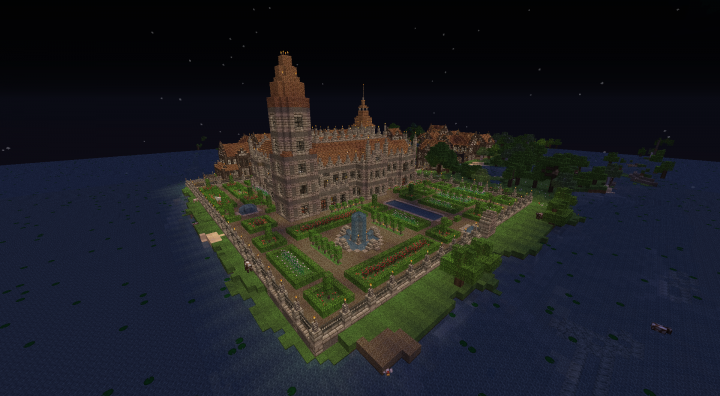 Town on the water + palace /Miasteczko na wodzie + pałac Minecraft Map
