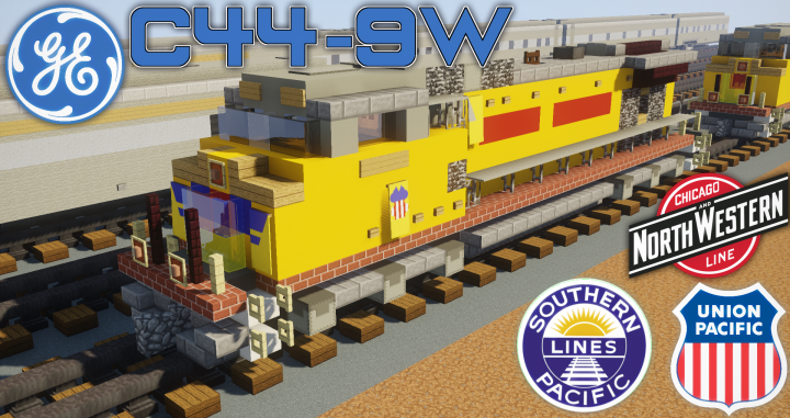 [1.5:1 Scale] GE C44-9W diesel electric locomotives - CNW, SP & UP Minecraft Map