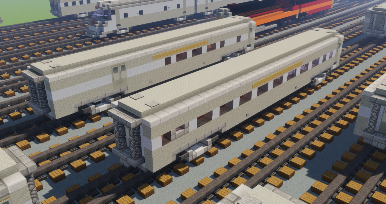 [1.5:1 Scale] CB&Q Streamlined Passenger cars Minecraft Map
