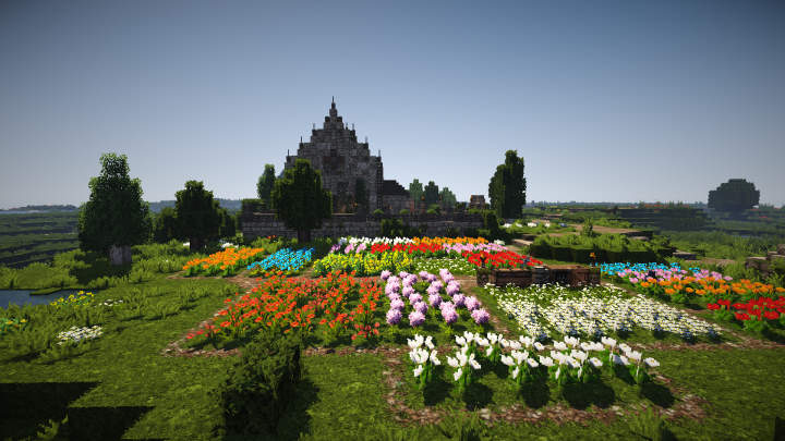 Small Monastery with Flower Orchard [Conquest Reforged] Minecraft Map