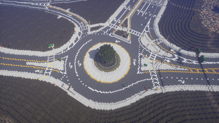 Single Point Urban Interchange & Roundabout | AMB | TRS Minecraft Map