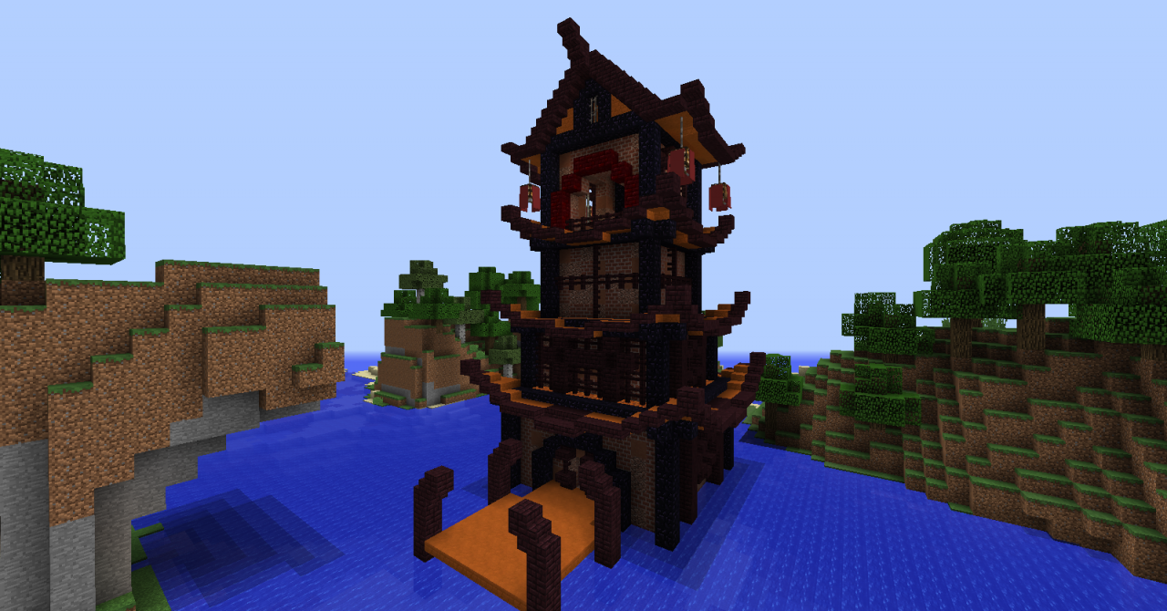 Crimson Temple | Oriental/Asian Pagoda Build. Minecraft Map