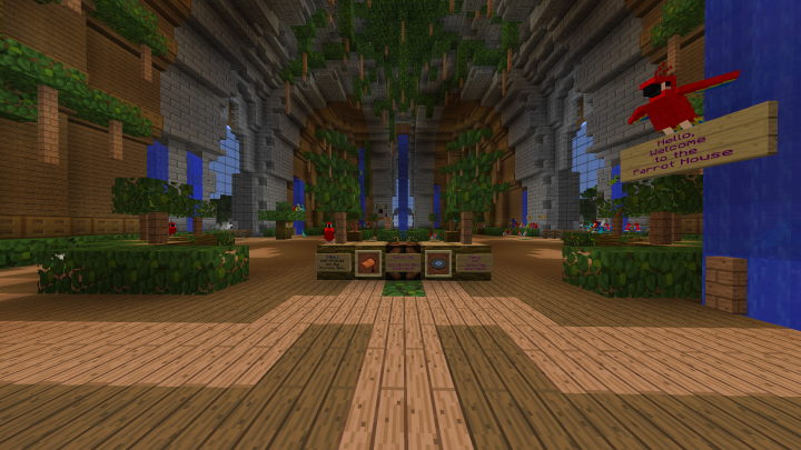The Parrot House: Redstone Parrot Waterfall Minecraft Map
